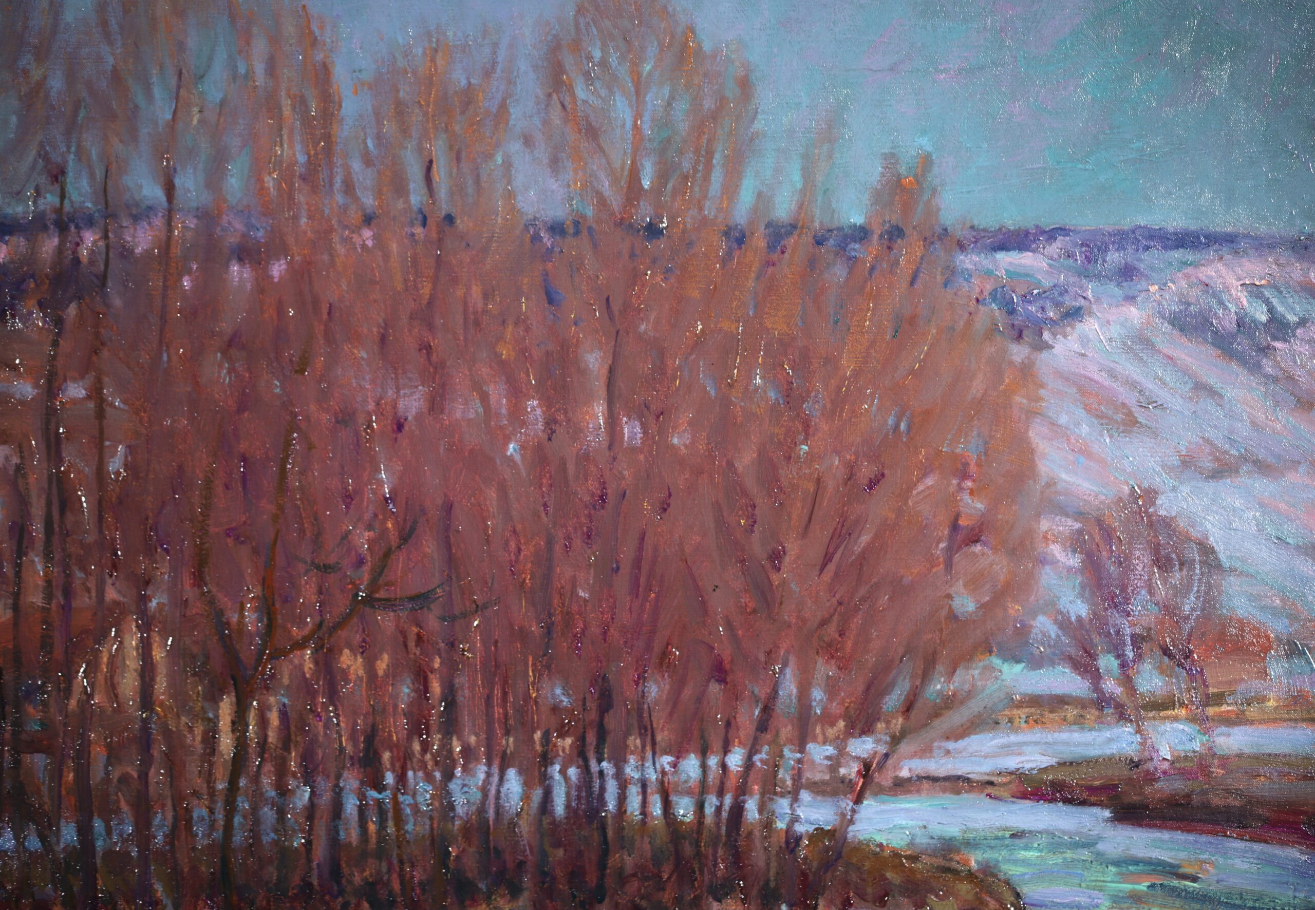 Lumiere lune et neige fondante - Pontarlier, Doubs - Leighton Fine Art